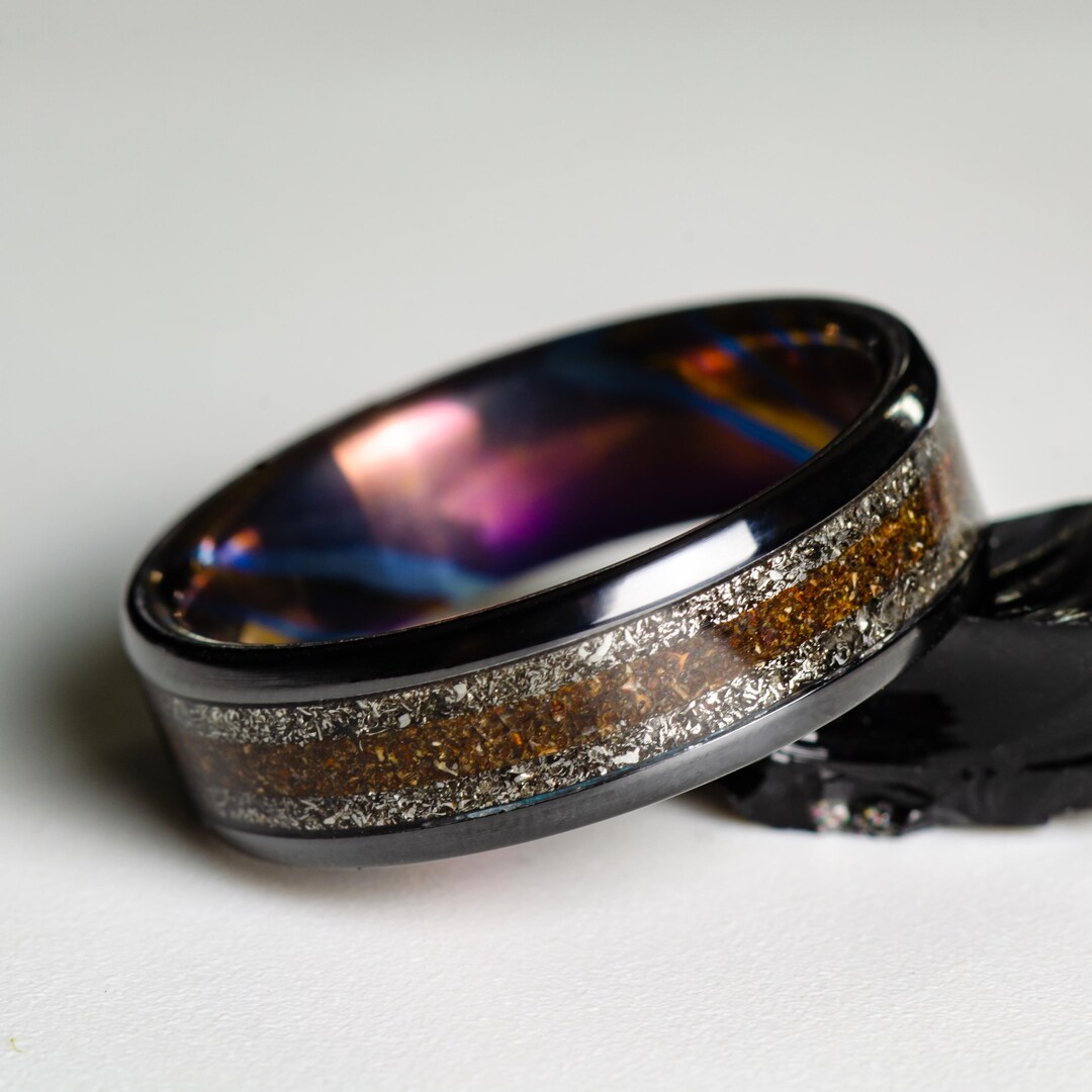 Jurassic Astronomer - Dinosaur and Meteorite Ring, Black Ceramic and ...