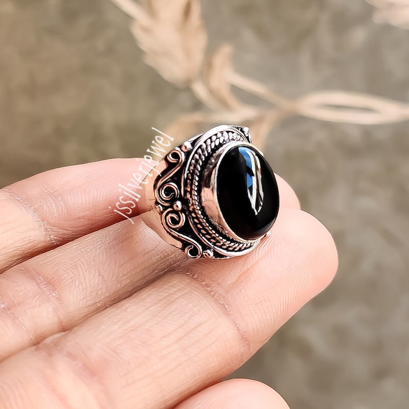 Oval Onyx Ring Big - Etsy
