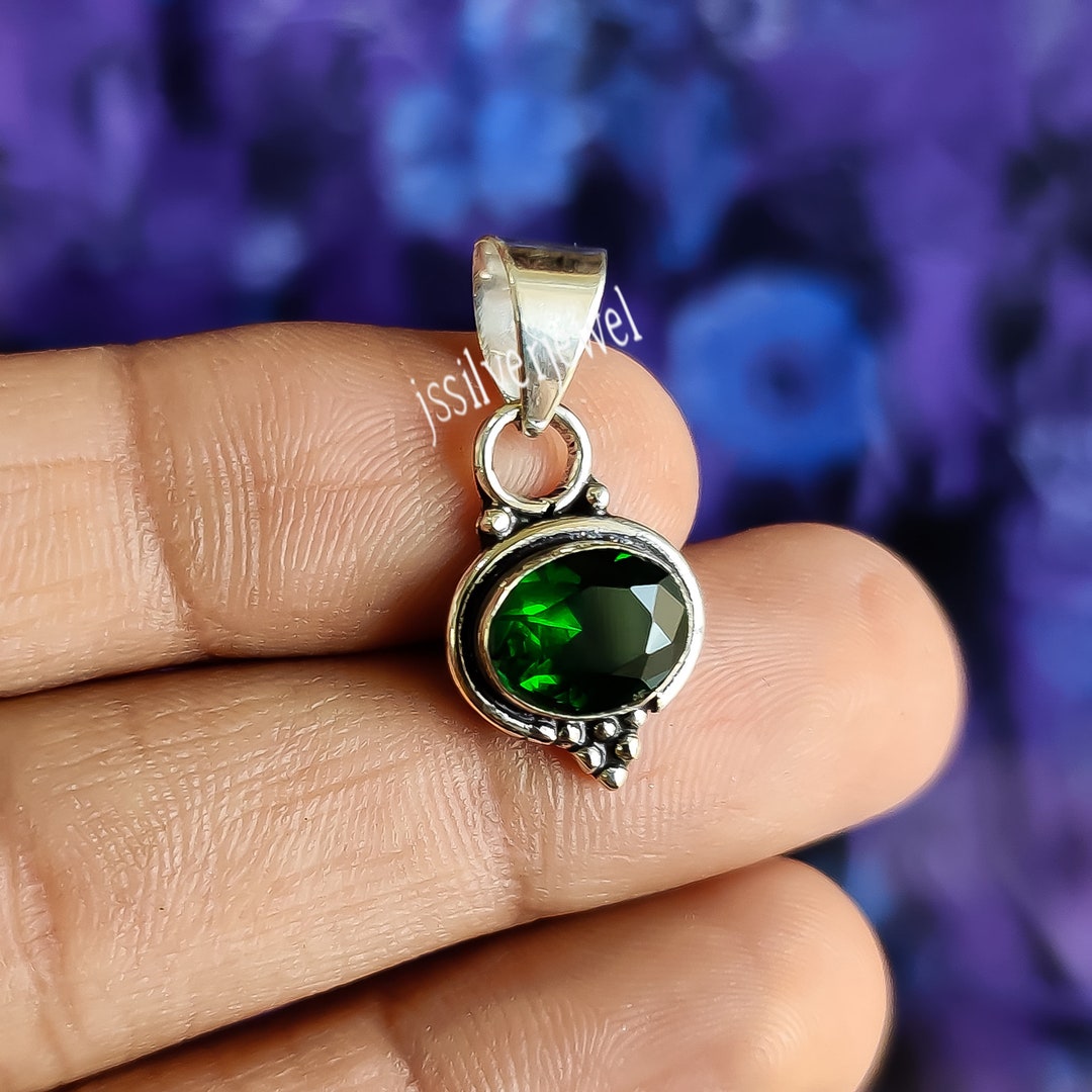 Diopside Pendant, Simple Design Handmade Sterling Silver Necklace - Etsy