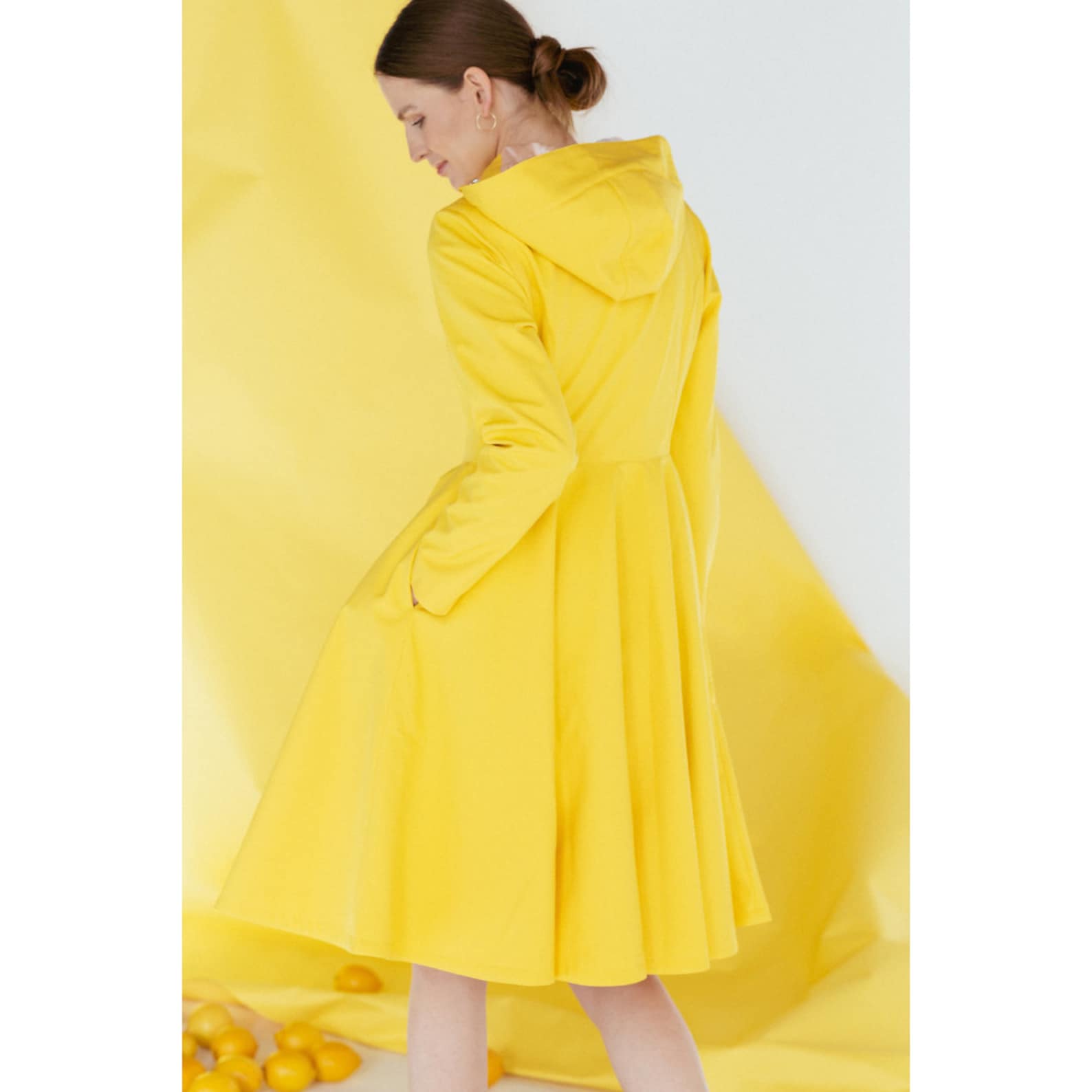 Hooded and Belted Yellow Raincoat for Women, Waterproof Womens Yellow ...