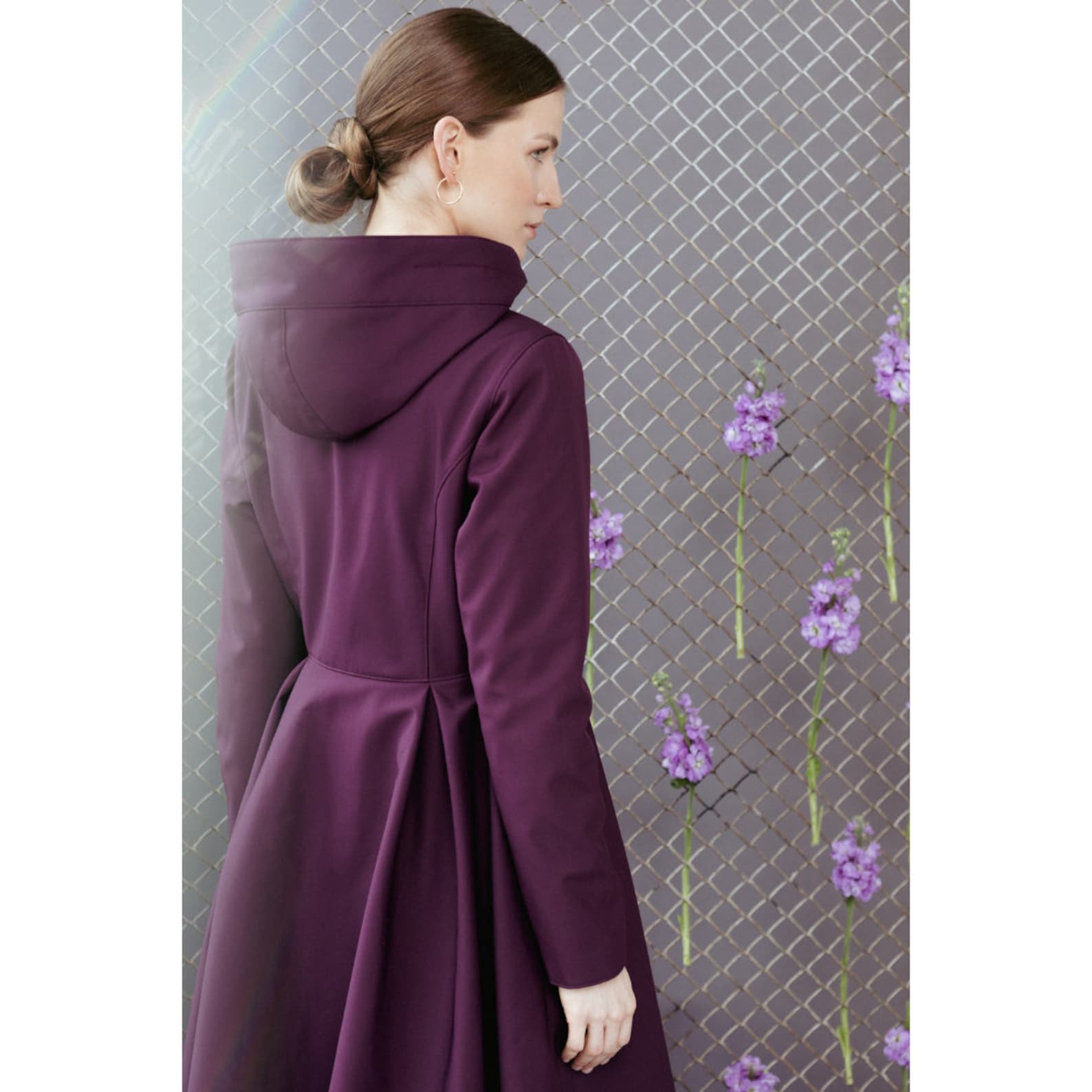 Waterproof Long Purple Coat for Women, Womens' Hooded Dark Purple ...