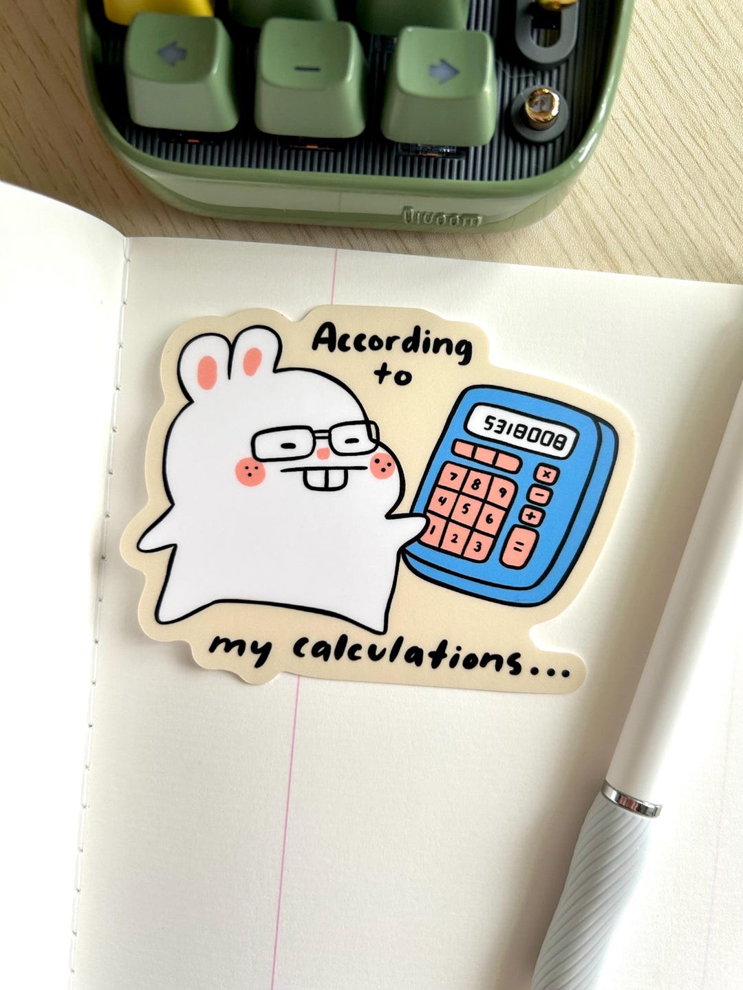 Nerd Calculating Bunny Vinyl Sticker Meme - Etsy