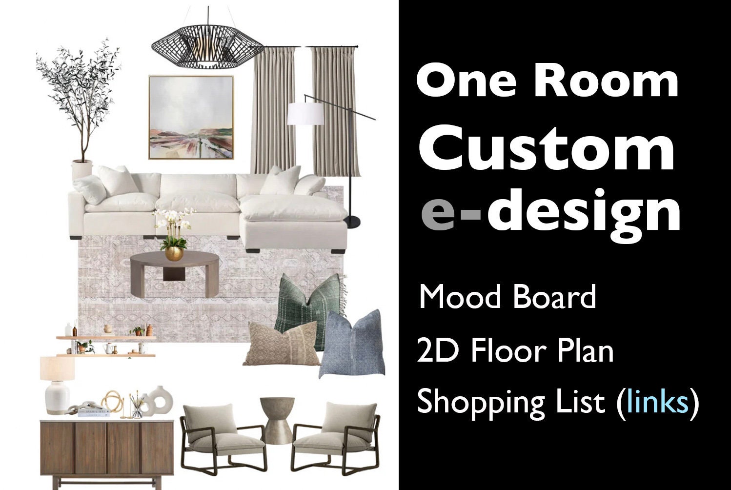 Custom Virtual Interior Design: Mood Board, Floor Plan & Shopping List ...