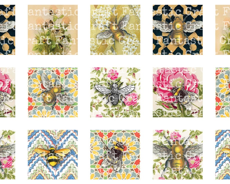 Printable Collage Sheet Bees and Beehives 48 Pcs | Etsy