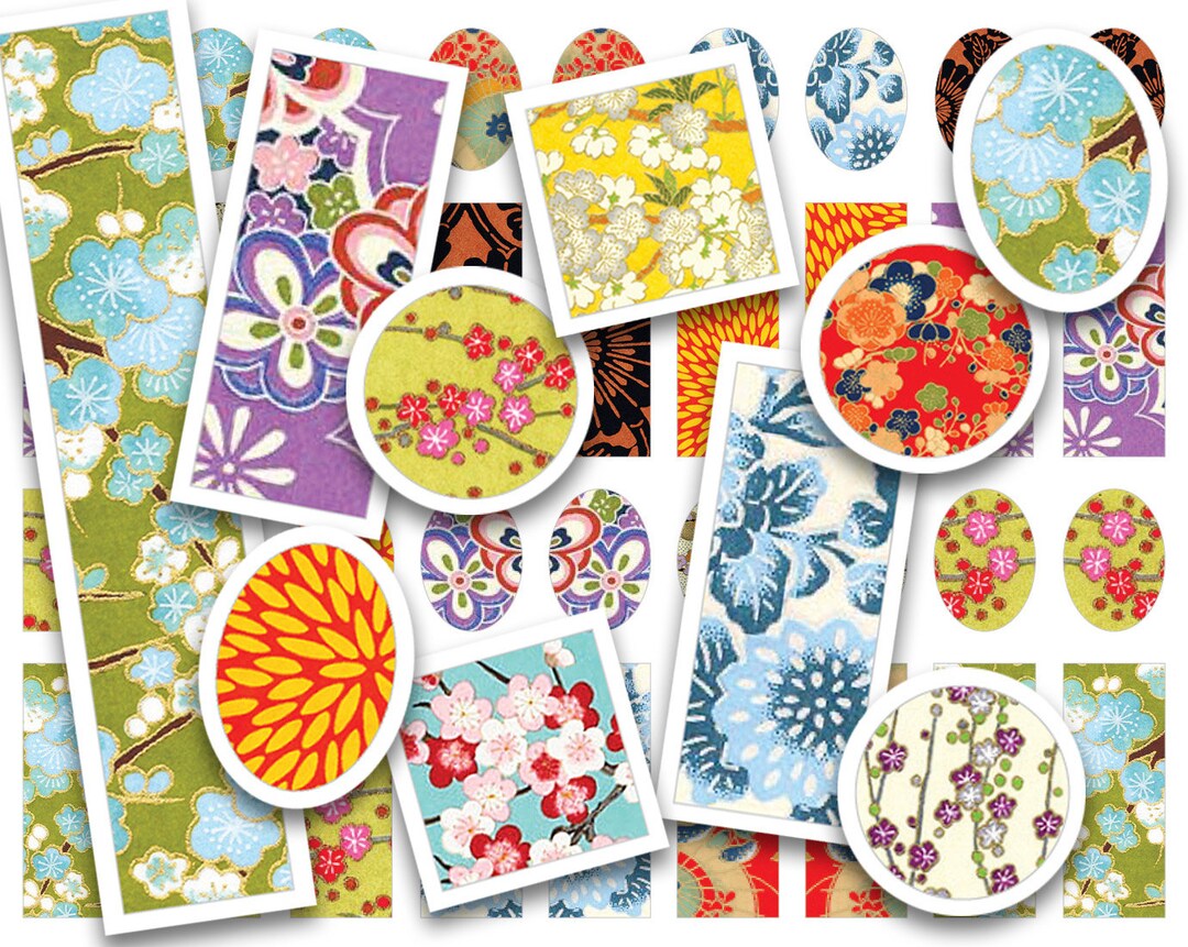 Printable Collage Sheet • Japanese Paper • 178 Pcs Tiny Square, Round ...