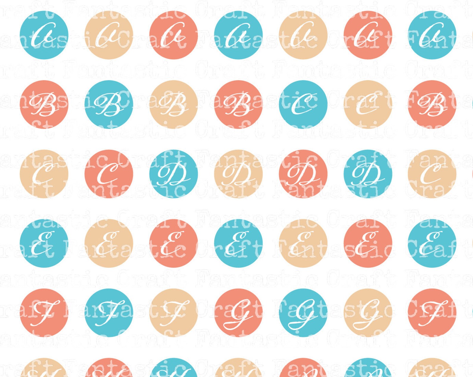 Printable Collage Sheet Colorful Cursive 168 Pcs 12mm | Etsy