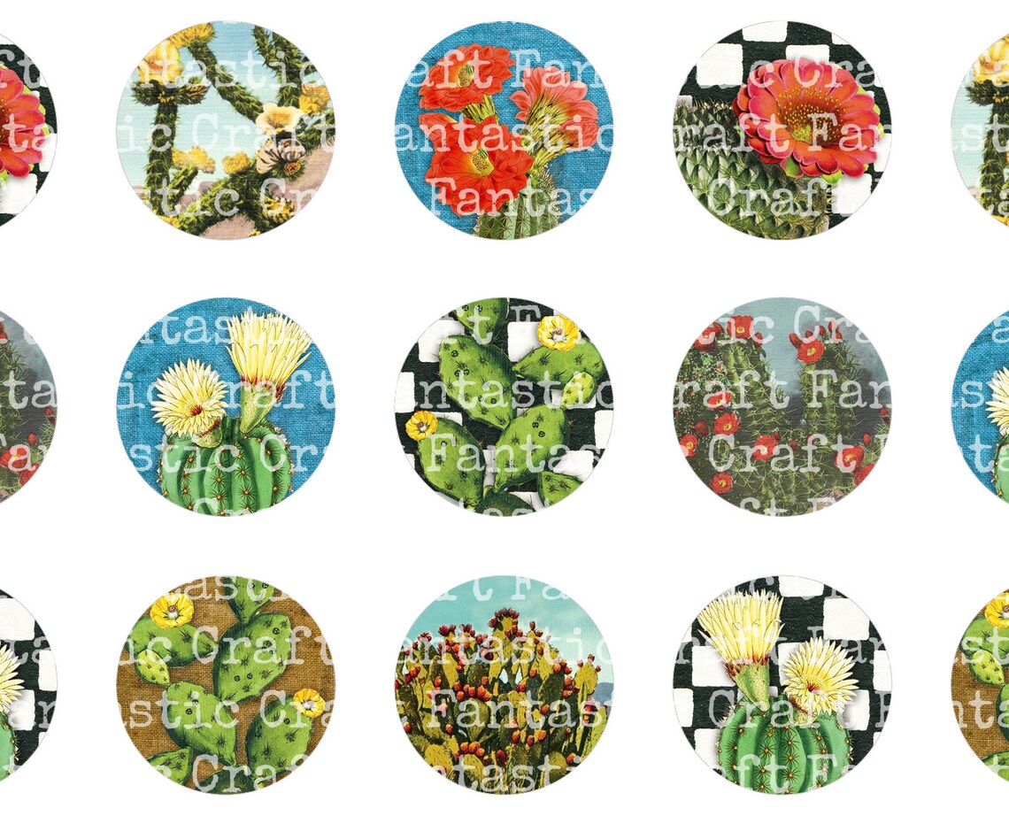 Printable Collage Sheet Desert Cactus 48 Pcs 1/25mm | Etsy