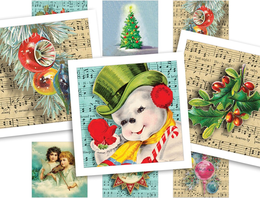 Printable Collage Sheet • Christmas Carols • 48 Pcs 1"/25mm Square ...