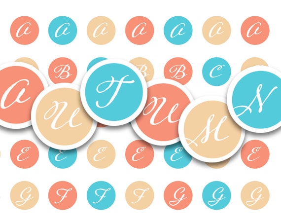 Printable Collage Sheet Colorful Cursive 168 Pcs 12mm | Etsy
