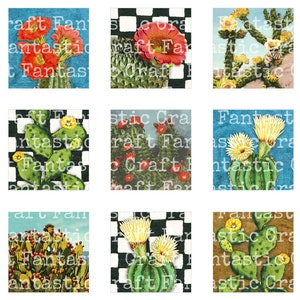Printable Collage Sheet • Desert Cactus • 48 Pcs 1"/25mm Square Images ...