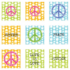 Printable Collage Sheet • Peace Inspiration • 48 Pcs 1"/25mm Square ...