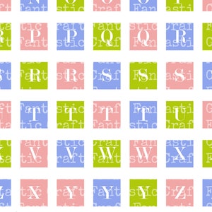 Printable Collage Sheet • Pastel Alphabet • 168 Pcs 12mm Square Images ...