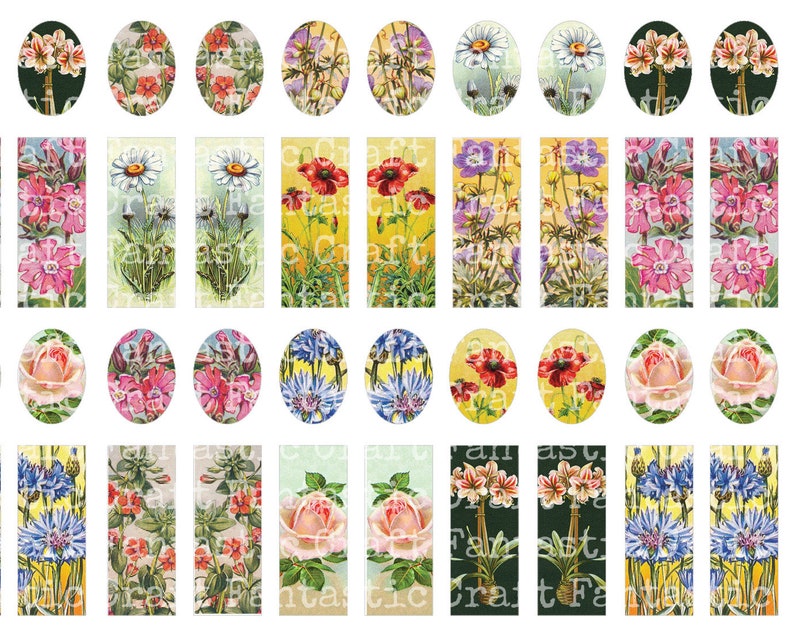 Printable Collage Sheet Tiny Flowers 178 Tiny Square - Etsy