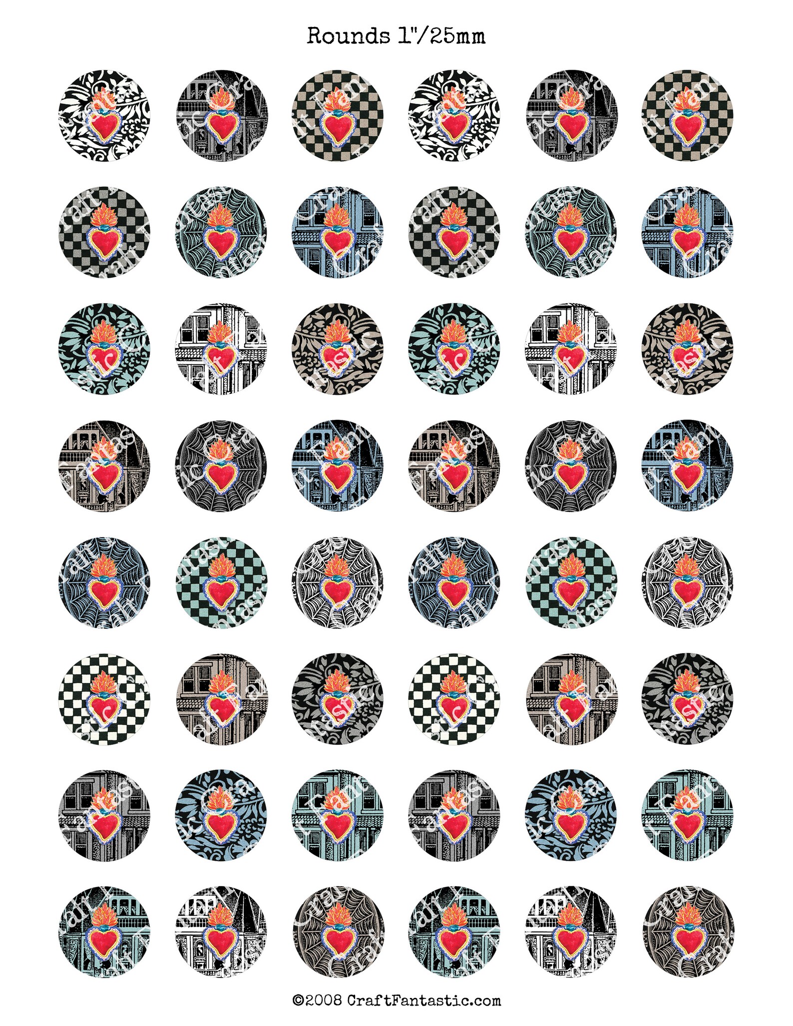 Printable Collage Sheet Burning Love 48 Pcs 1/25mm - Etsy