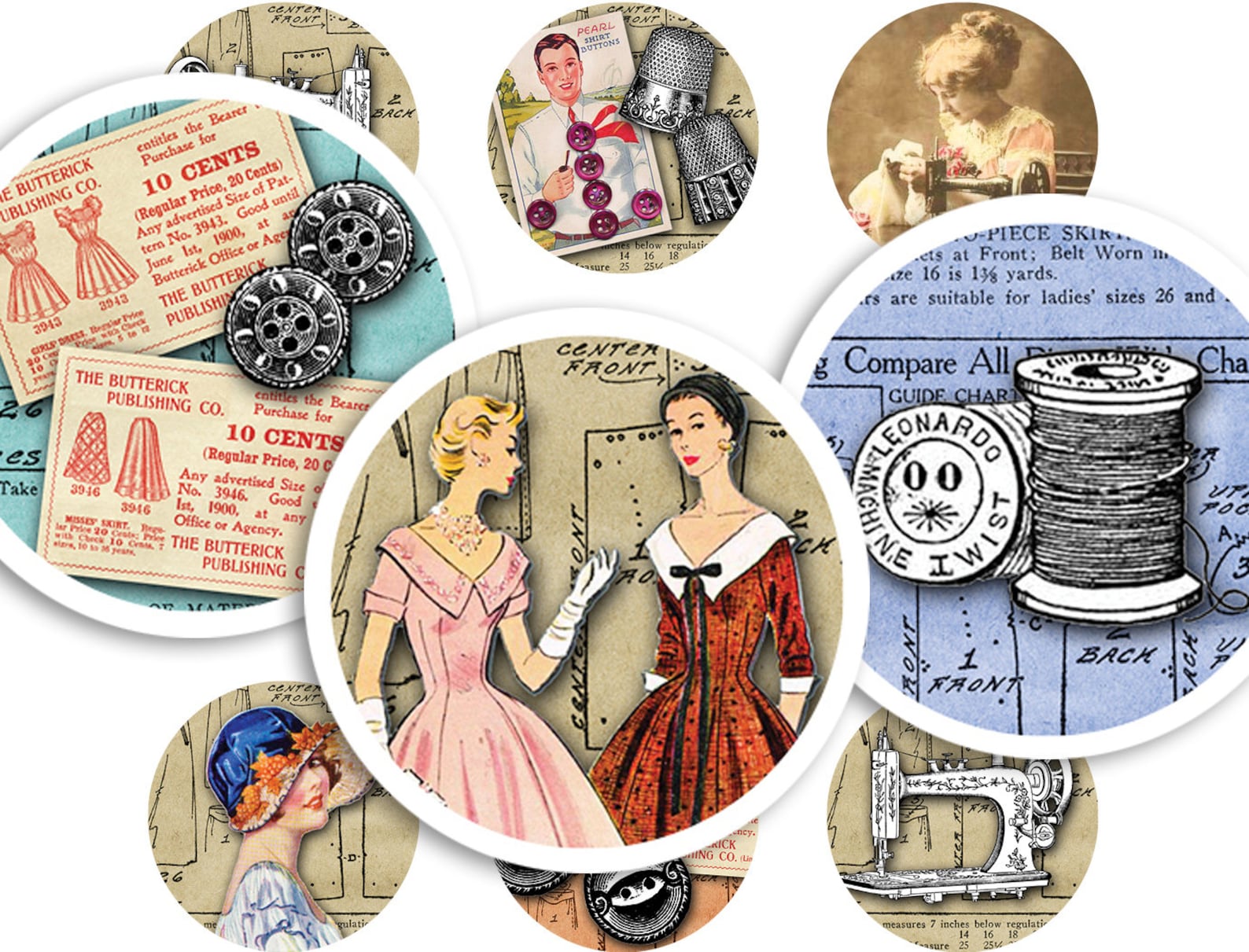 Printable Collage Sheet Sewing and Fashion 48 Pcs - Etsy