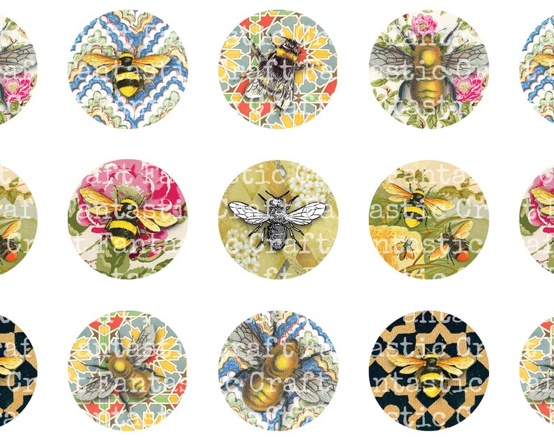 Printable Collage Sheet Bees and Beehives 48 Pcs - Etsy