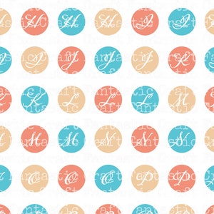 Printable Collage Sheet • Colorful Cursive • 168 Pcs 12mm Round Images ...