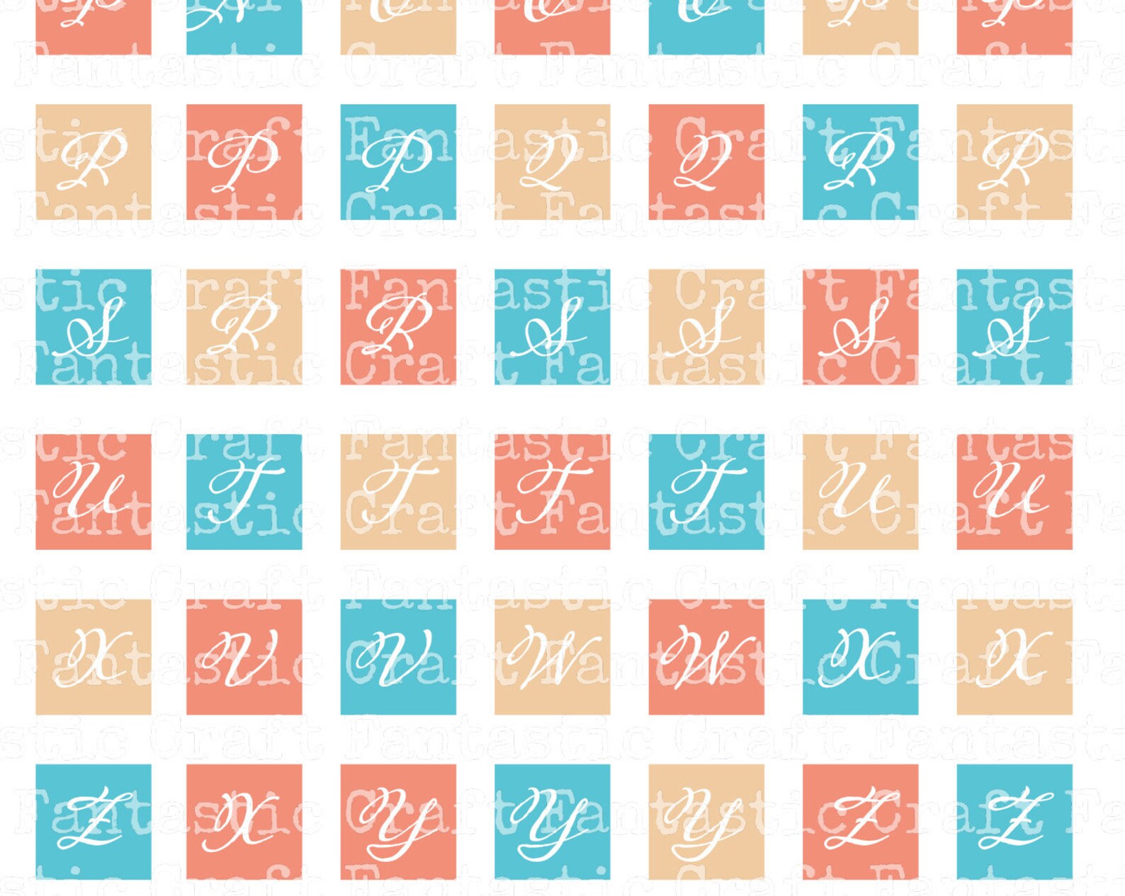 Printable Collage Sheet Colorful Cursive 168 pcs 12mm | Etsy