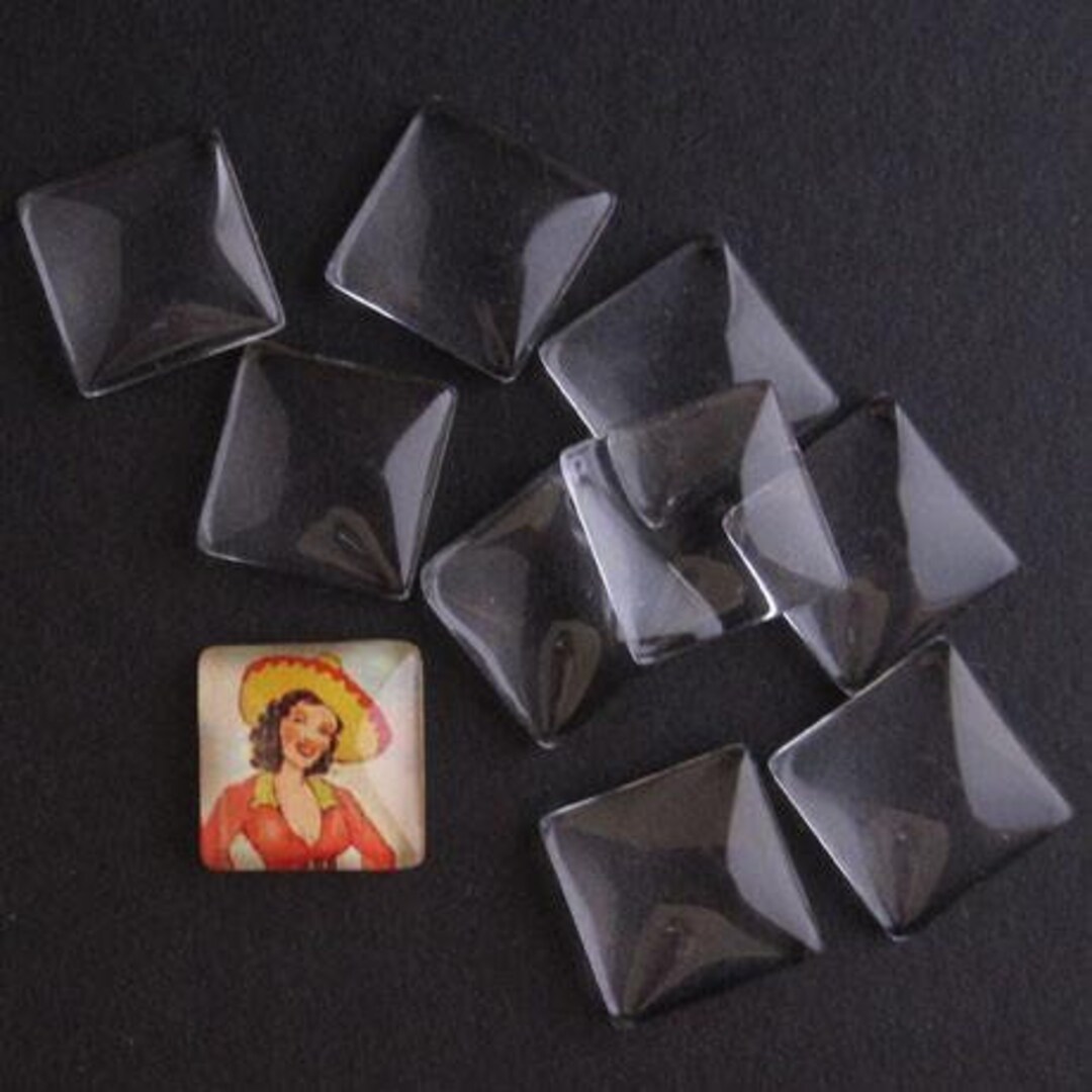 25 Pcs • Square Jeweler's Glass • 16mm Clear Cabochons - Etsy