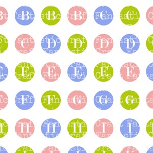 Printable Collage Sheet • Pastel Alphabet • 168 Pcs 12mm Round Images ...