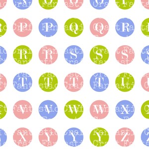 Printable Collage Sheet • Pastel Alphabet • 168 Pcs 12mm Round Images ...