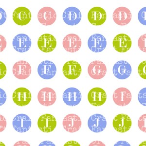 Printable Collage Sheet • Pastel Alphabet • 168 Pcs 12mm Round Images ...