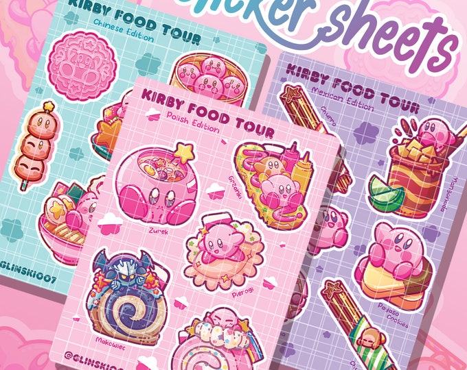 Kirby Food Tour Sticker Sheets - Etsy