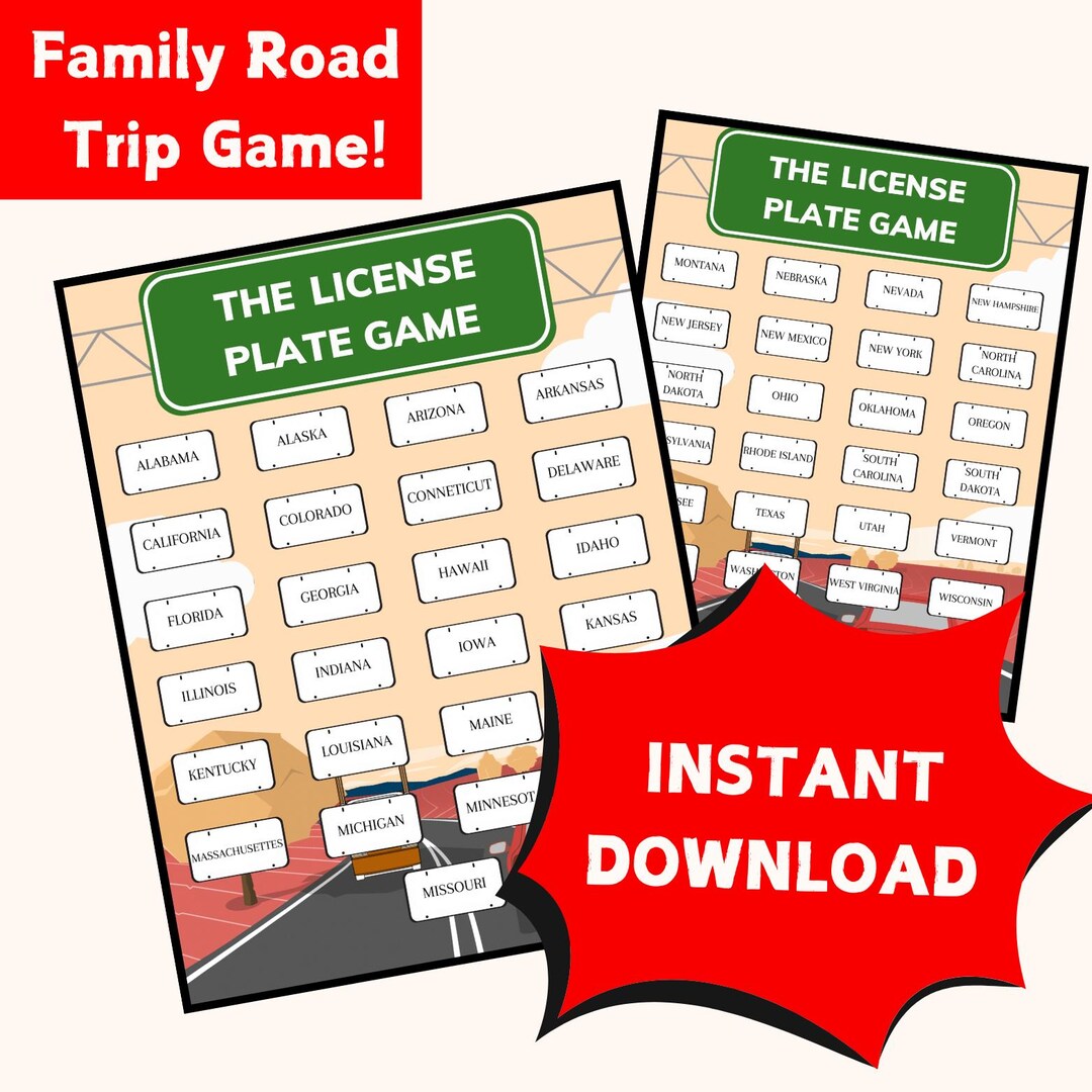 License Plate Game, USA Road Trip Family Fun, License Tag Game ...