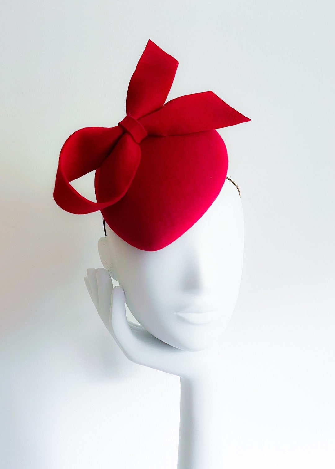 Red Wool Felt Teardrop Percher / Small Hat / Button Hat With ...