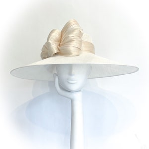 Large Ivory Hat With Silk Bow - Etsy