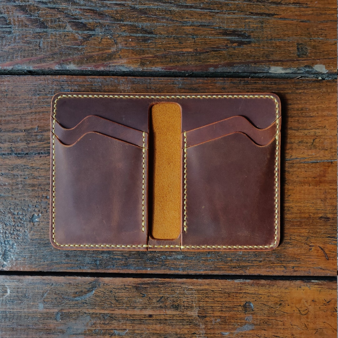 Leather Bifold Wallet, Vertical Card Wallet, Minimalist Slim Bifold ...