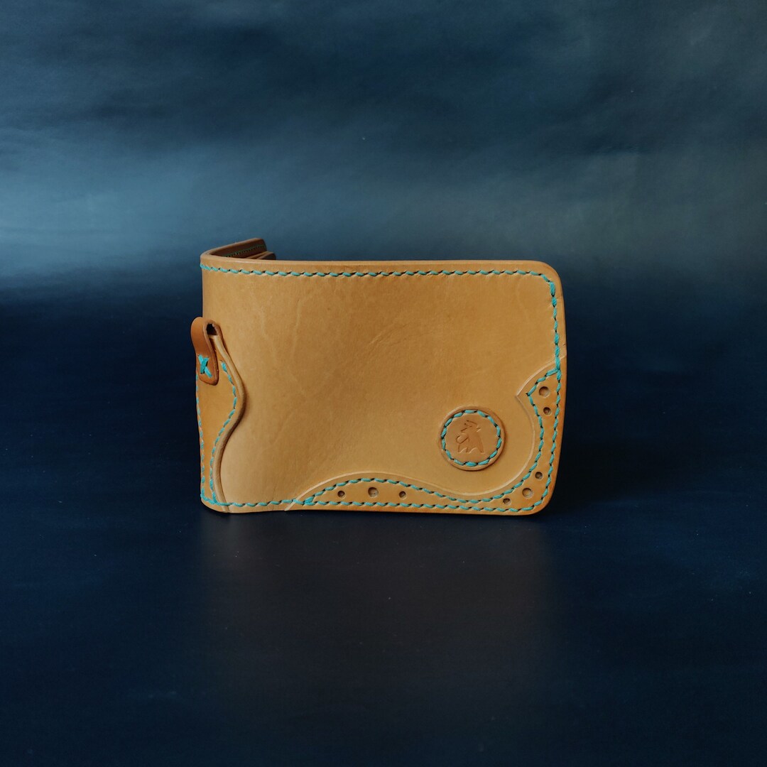 Leather Bifold Wallet, Handmade Chain Wallet, Biker Bi-fold Vegetable ...