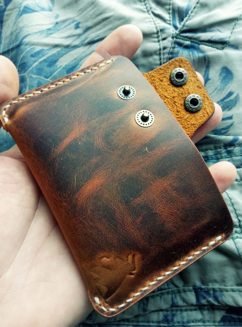 Leather Slim and Simple Card Holder Minimalist Compact | Etsy