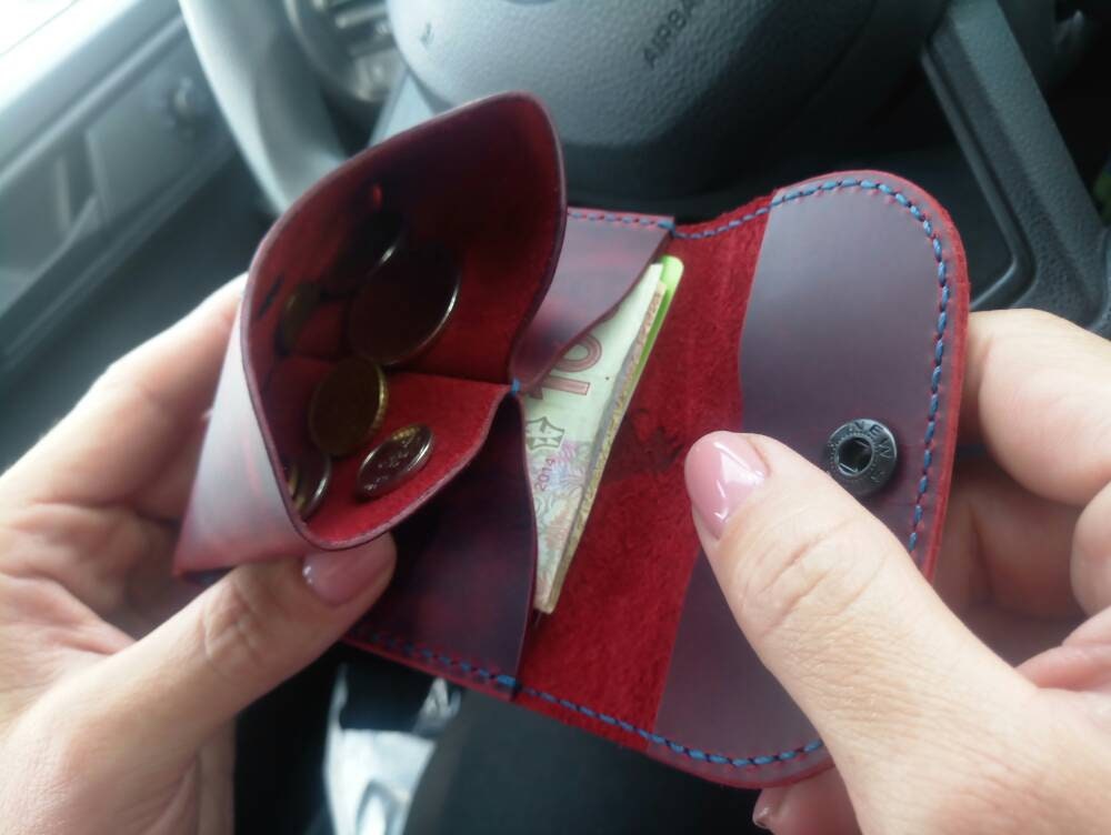 Leather Origami Wallet Minimalist Pocket Wallet Coin Purse | Etsy