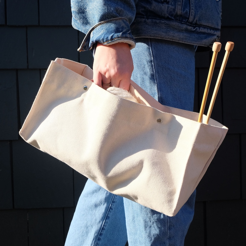 Grey Toolbox Knitting Project Bag Waxed Canvas Bag Knitting - Etsy