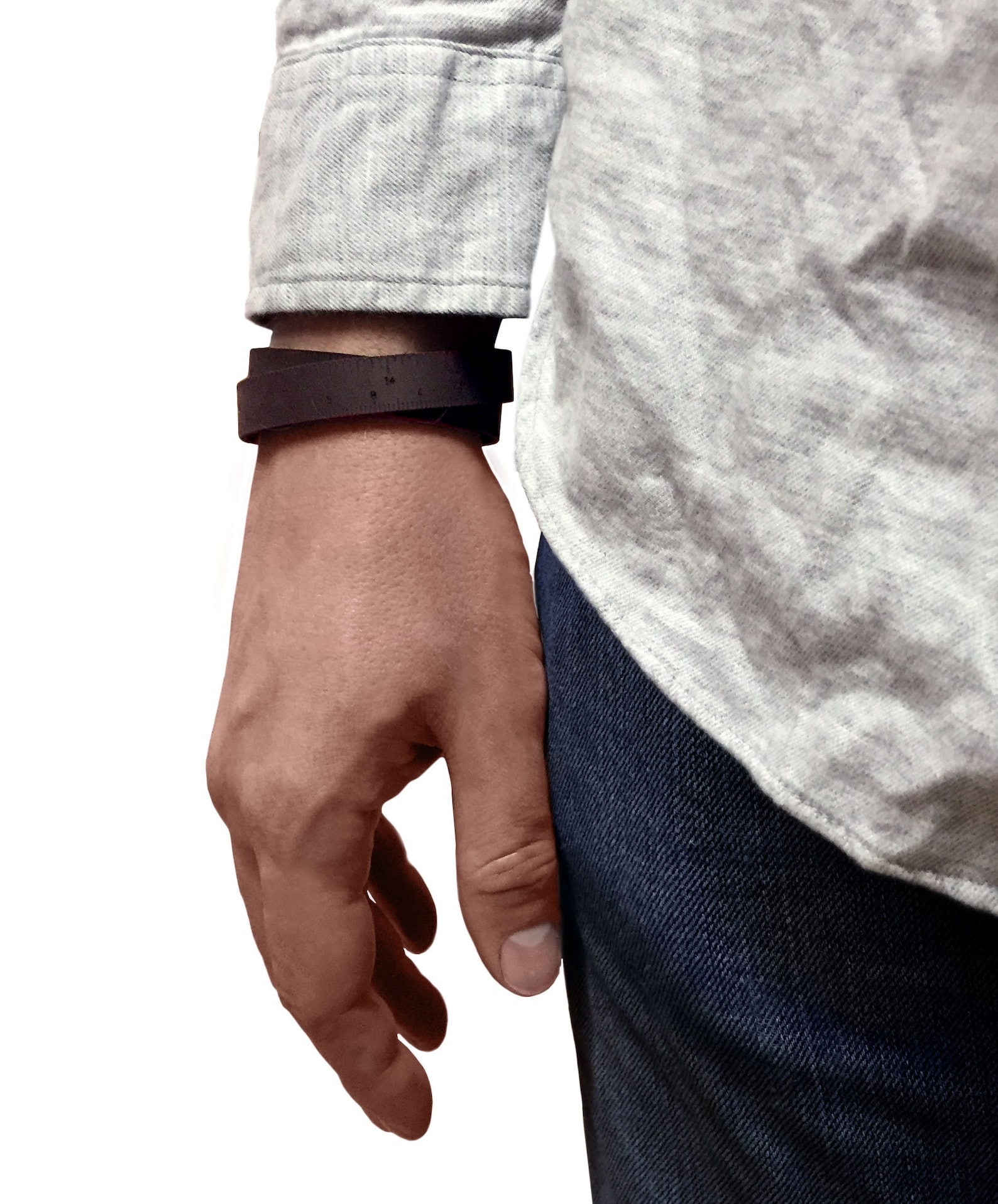 WRIST RULER Silver Tape Measure Bracelet Leather Cuff | Etsy