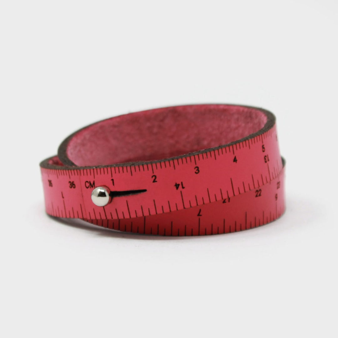 WRIST RULER Hot Pink | Tape Measure Bracelet | Leather Cuff | Leather ...