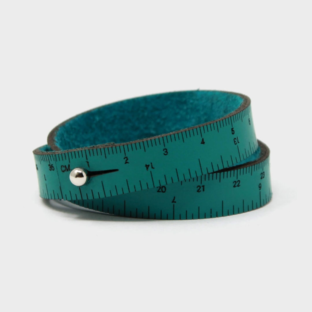 WRIST RULER Teal Tape Measure Bracelet Leather Cuff - Etsy