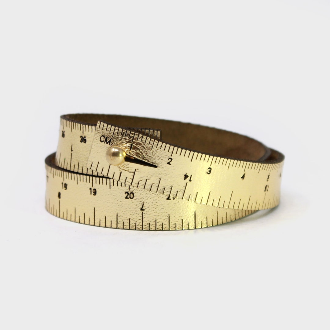 Gold Leather Wrist Ruler Bracelet: Tape Measure Cuff - Etsy
