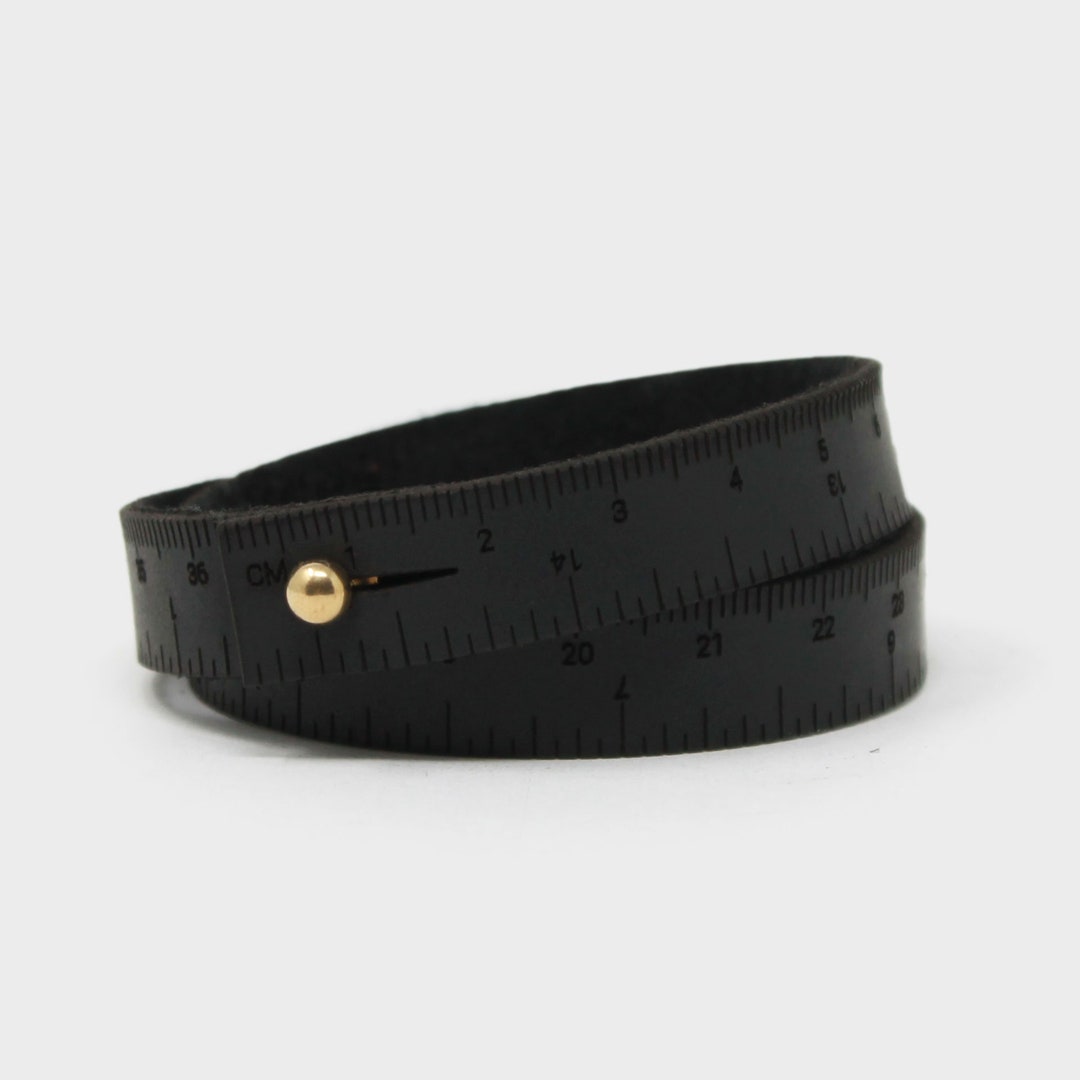 WRIST RULER Black | Tape Measure Bracelet | Leather Cuff | Leather Wrap ...