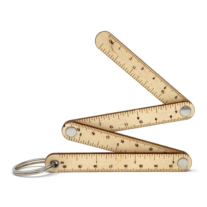 Wood Zigzag Ruler Keychain: Portable 12-inch Ruler. Custom Engraving ...