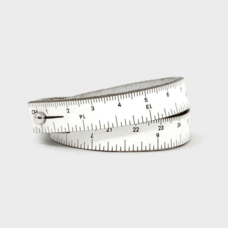WRIST RULER White Tape Measure Bracelet Leather Cuff - Etsy