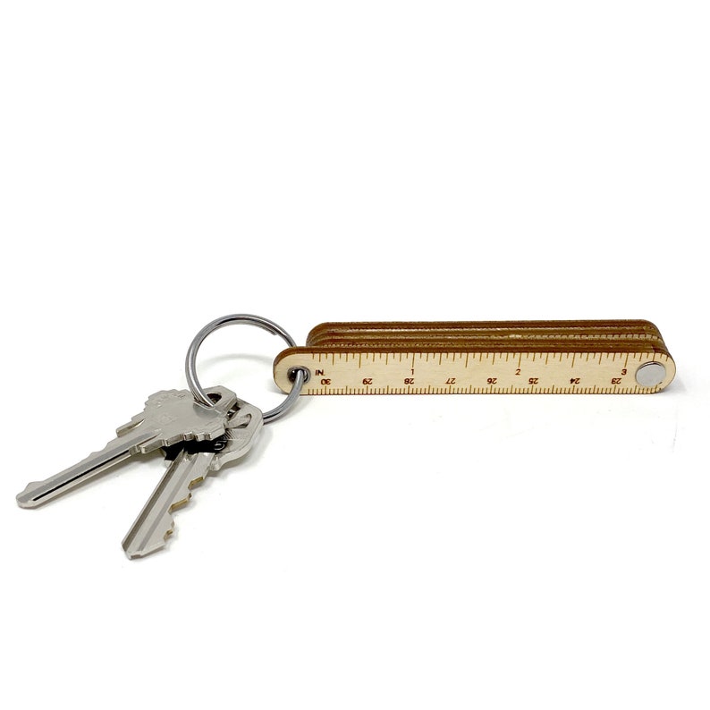 Wood Zigzag Ruler Keychain: Portable 12-inch Ruler. Custom Engraving ...