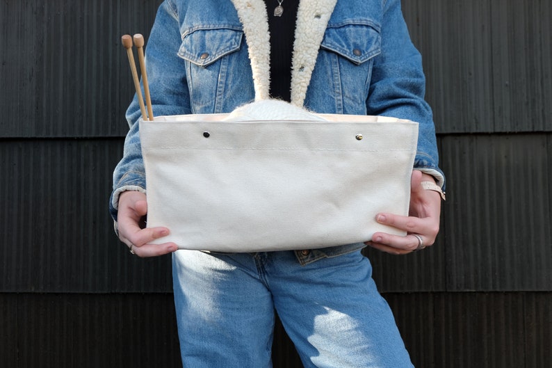 Grey Toolbox Knitting Project Bag Waxed Canvas Bag Knitting - Etsy