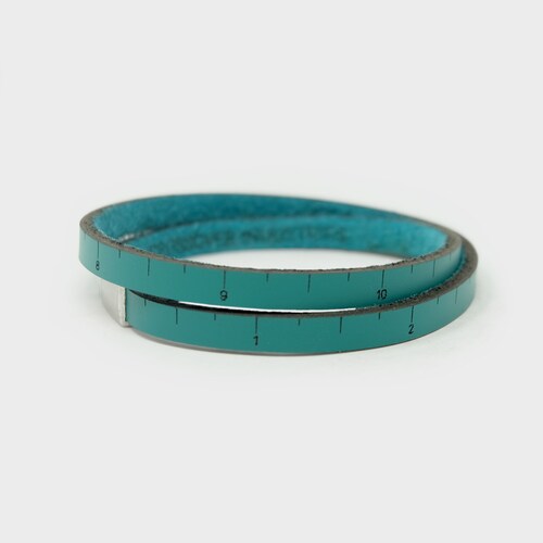 WRIST RULER Teal Tape Measure Bracelet Leather Cuff - Etsy