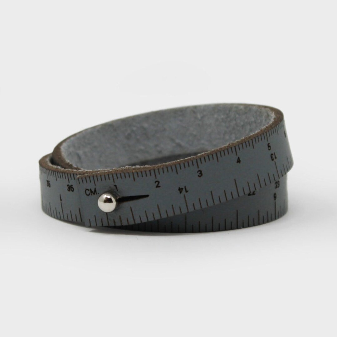 WRIST RULER Grey | Tape Measure Bracelet | Leather Cuff | Leather Wrap ...