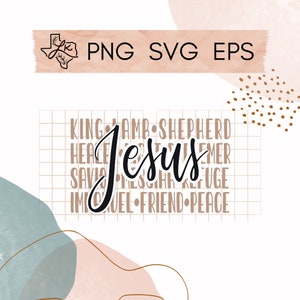 Names of Jesus SVG | Christian SVG, Christian Apparel, Christian ...