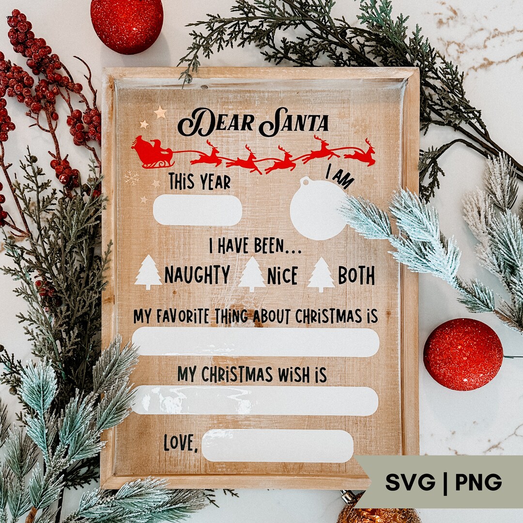 Dear Santa Christmas Wish Board SVG | Santa Wish Board Svg, Christmas ...