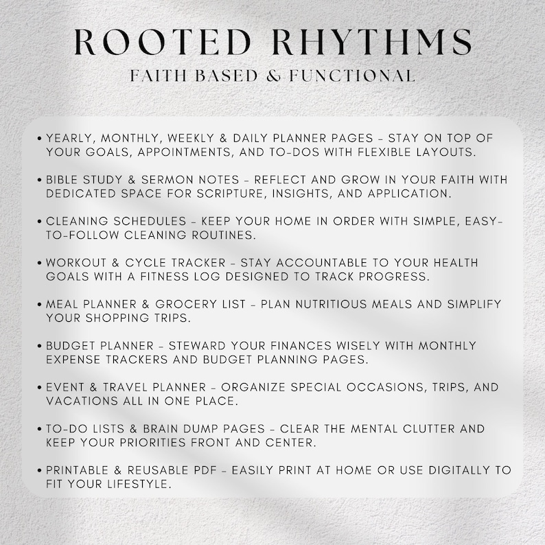 Rooted Rhythms Christian Printable Life Planner | Christian Everything ...