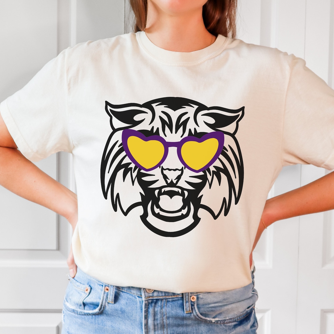 Purple and Gold Wildcat Heart Glasses SVG | Wildcat Svg Png, Purple and ...